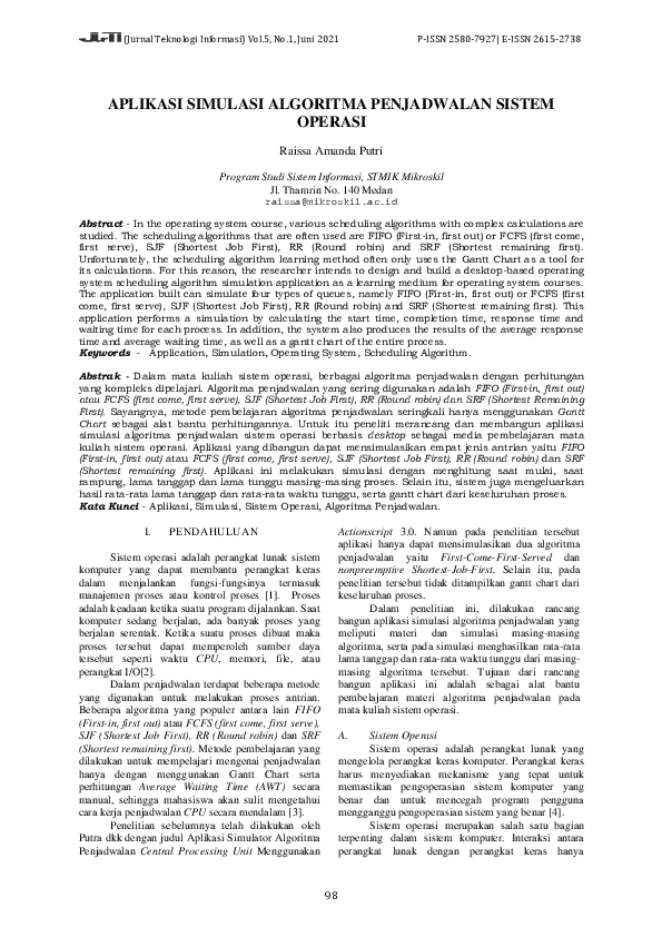 (PDF) Aplikasi Simulasi Algoritma Penjadwalan Sistem Operasi