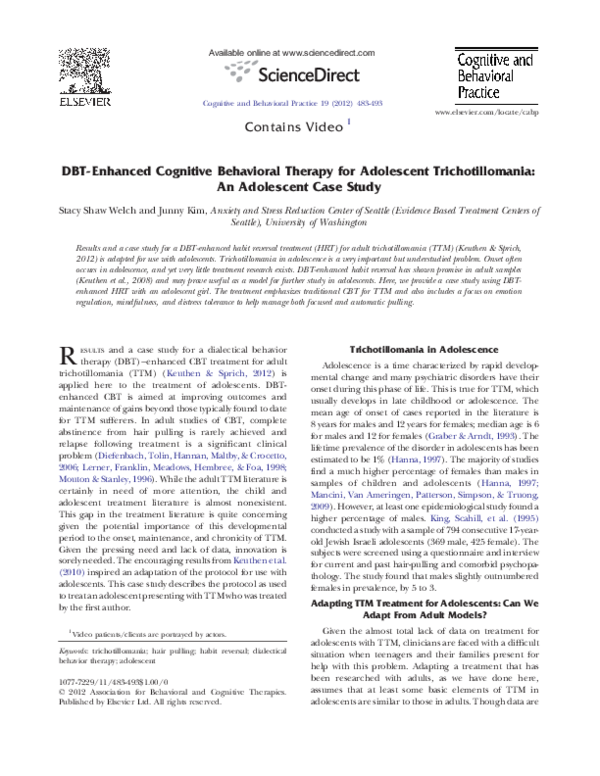 (PDF) DBT-Enhanced Cognitive Behavioral Therapy for Adolescent ...