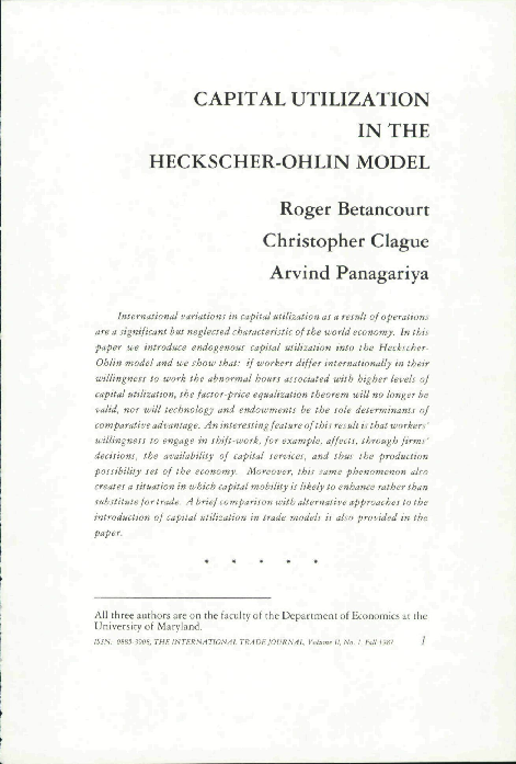 (PDF) Capital utilization in the heckscher-ohlin model