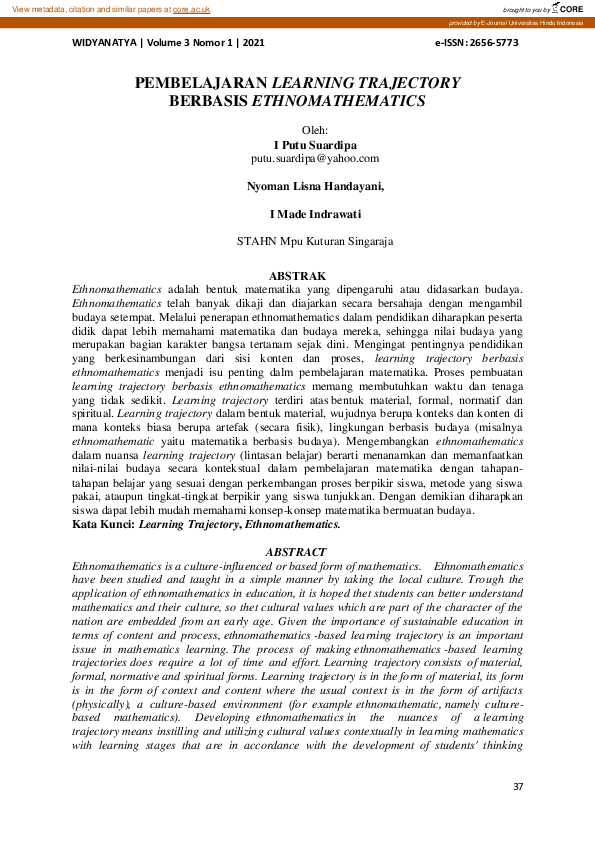 (PDF) Pembelajaran Learning Trajectory Berbasis Ethnomathematics