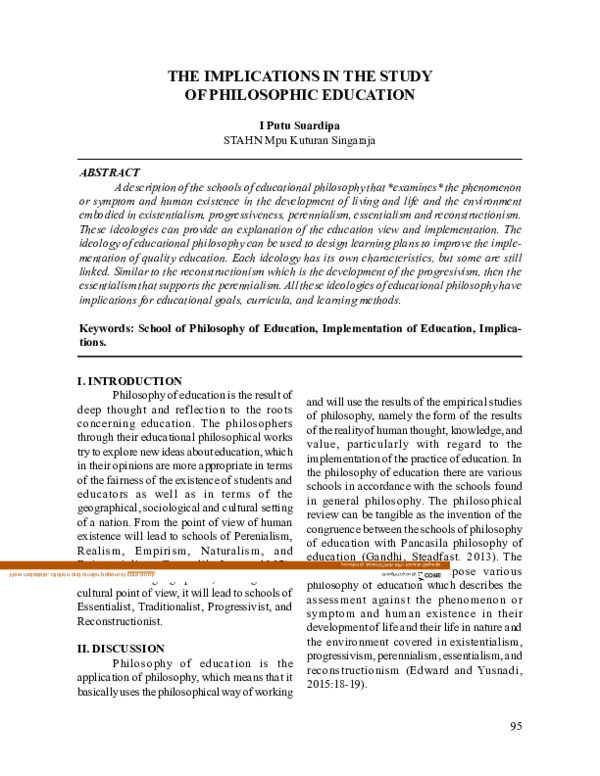 (PDF) The Implications in the Study of Philosophic Education