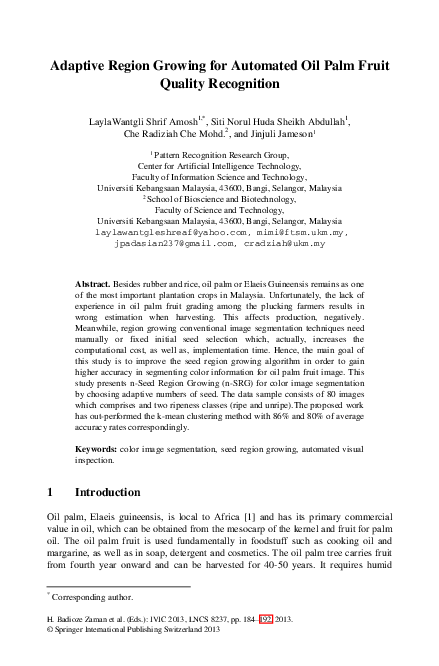 (PDF) Adaptive Region Growing for Automated Oil Palm Fruit Quality ...