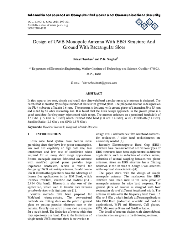 (PDF) Design of UWB Monopole Antenna with EBG Structure and Ground with Rectangular Slots ...