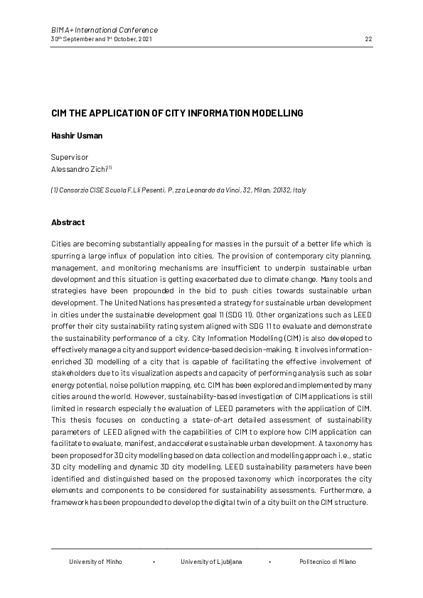(PDF) Cim the Application of City Information Modelling