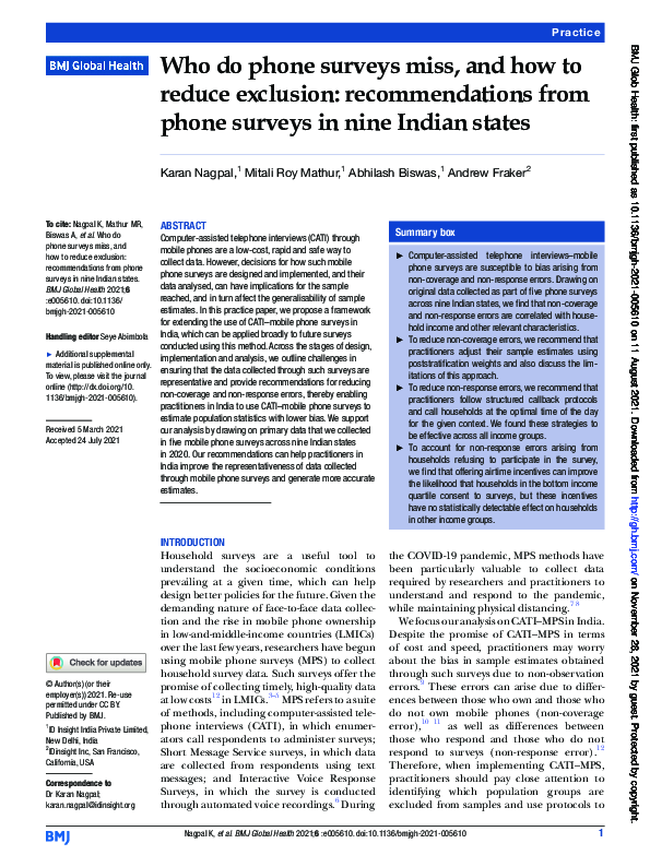 (PDF) Who do phone surveys miss, and how to reduce exclusion ...