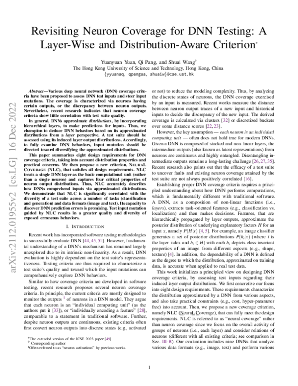 Pdf Revisiting Neuron Coverage For Dnn Testing A Layer Wise And