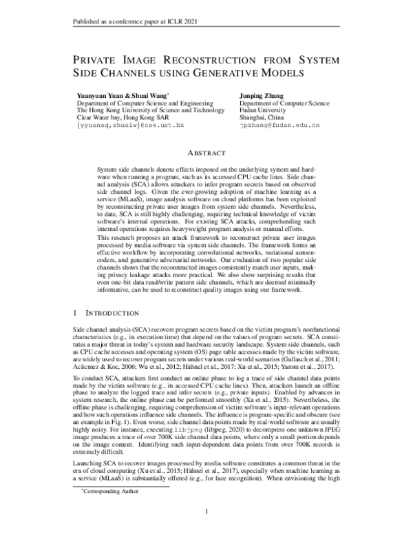 (PDF) Private Image Reconstruction from System Side Channels Using ...