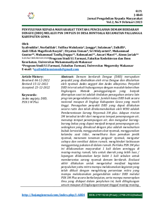 (PDF) Penyuluhan Kepada Masyarakat Tentang Pencegahan Demam Berdarah ...