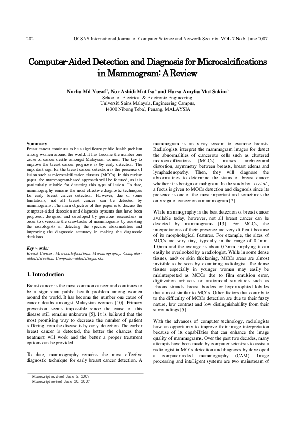 (PDF) Computer-Aided Detection and Diagnosis for Microcalcifications in Mammogram: A Review