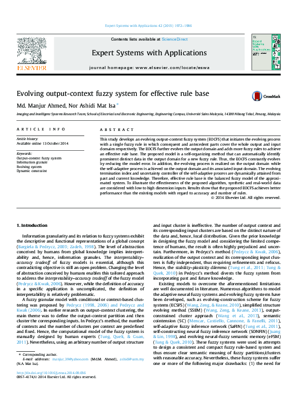 (PDF) Evolving output-context fuzzy system for effective rule base
