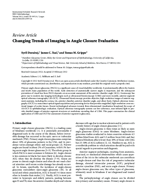 (PDF) Changing Trends of Imaging in Angle Closure Evaluation