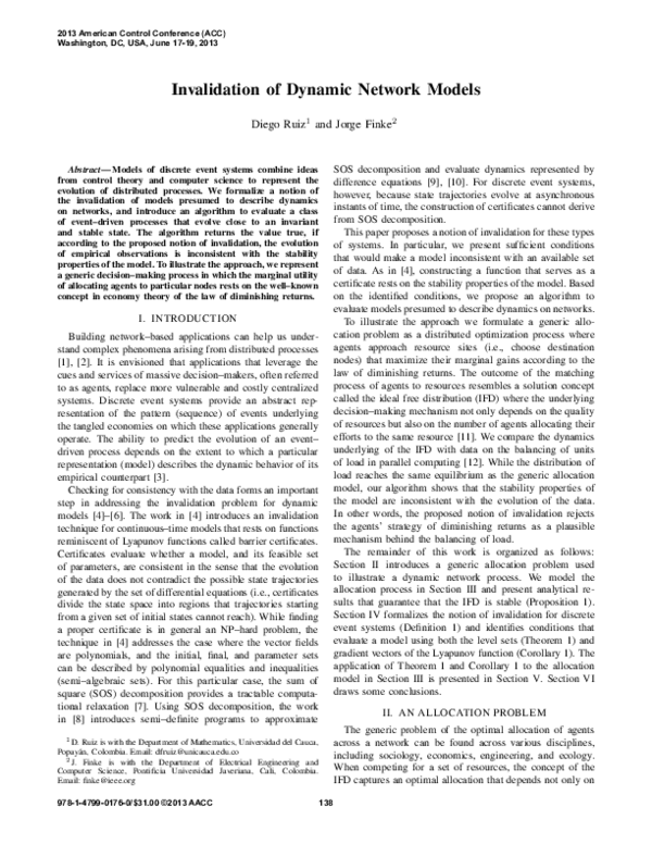 (PDF) Invalidation of dynamic network models