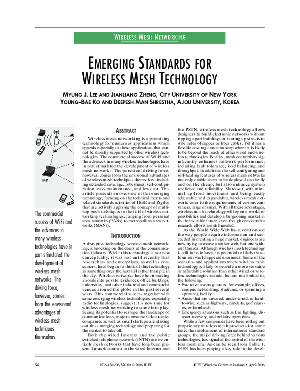 (PDF) Emerging standards for wireless mesh technology