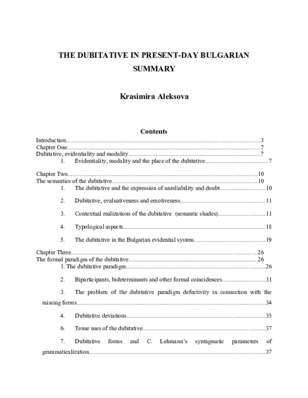 (DOC) THE DUBITATIVE IN PRESENT DAY BULGARIAN ALEKSOVA