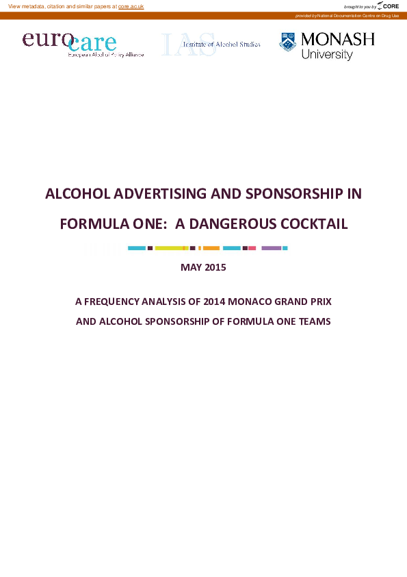 (PDF) Alcohol Advertising And Sponsorship In Formula One: A Dangerous ...