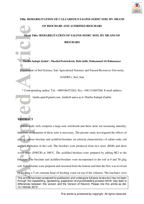 (PDF) Rehabilitation of calcareous saline‐sodic soil by means of ...