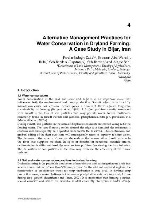 (PDF) Alternative Management Practices for Water Conservation in ...