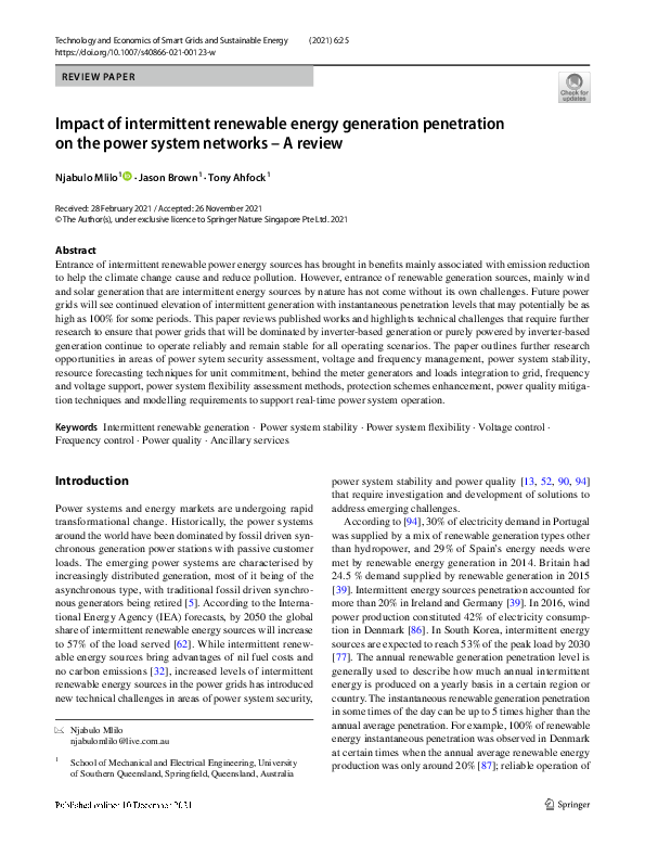 (PDF) Impact of intermittent renewable energy generation penetration on ...