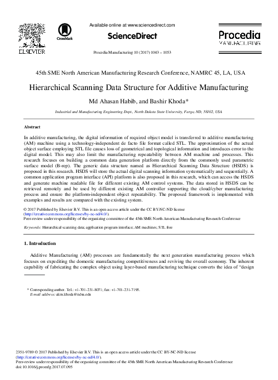 (PDF) Hierarchical Scanning Data Structure for Additive Manufacturing