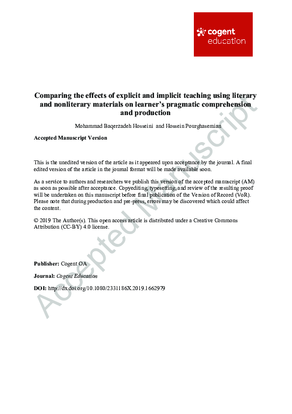 (PDF) Comparing the effects of explicit and implicit teaching using ...