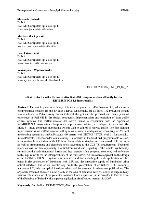 (PDF) rmRailProtector 4.0 – the innovative Rail-Mil components based ...