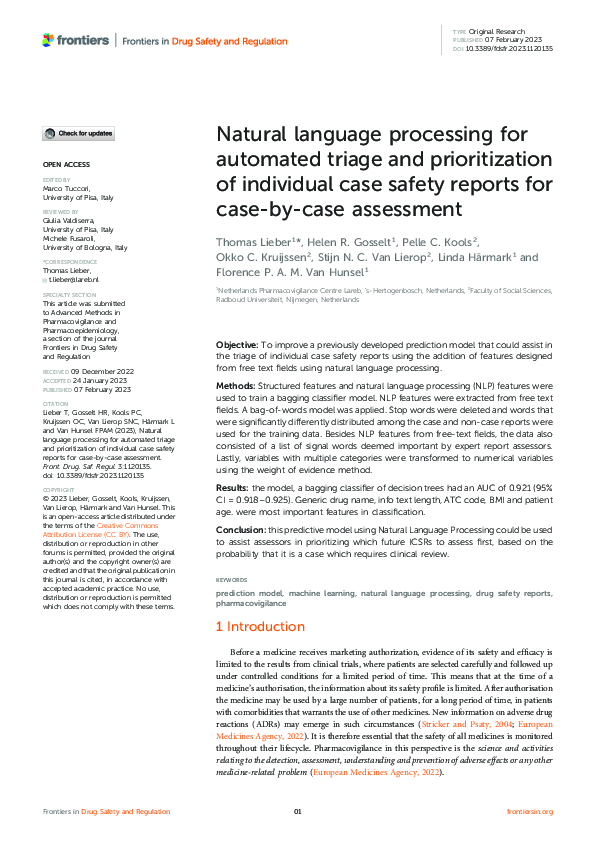 Pdf Natural Language Processing For Automated Triage And Prioritization Of Individual Case