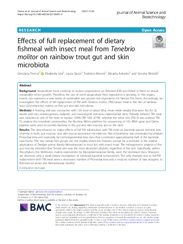 (PDF) Effects of full replacement of dietary fishmeal with insect meal from Tenebrio molitor on ...