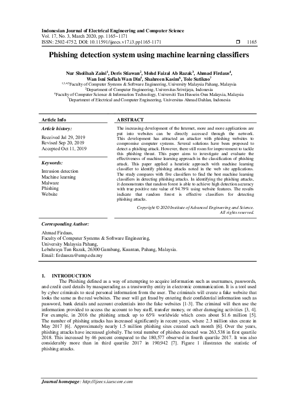 Pdf Phishing Detection System Using Nachine Learning Classifiers