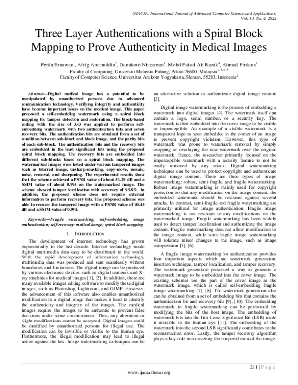 (PDF) Spiral Block Mapping for Watermarking Medical Images