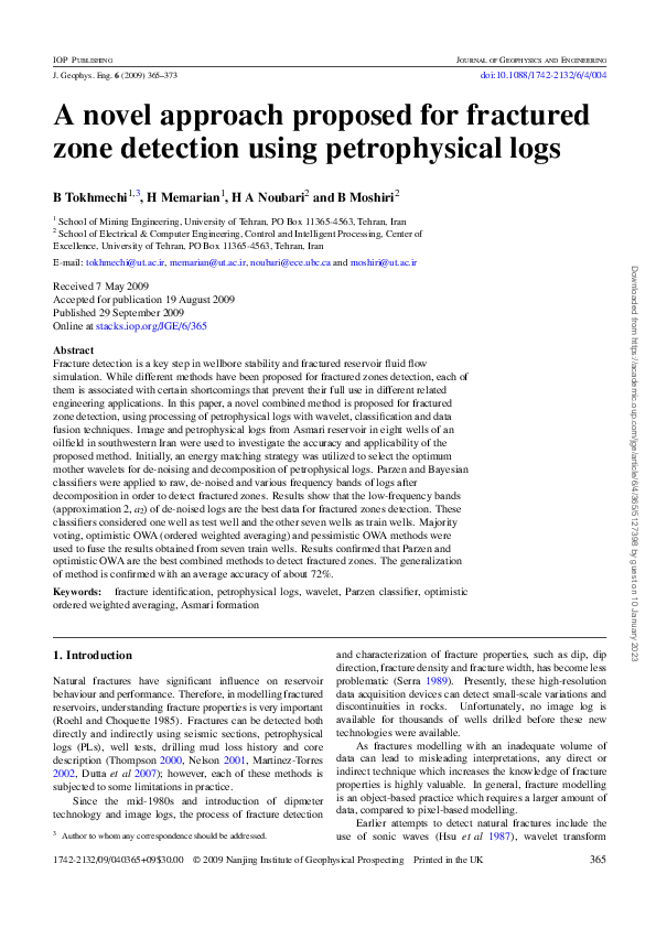 (PDF) A novel approach proposed for fractured zone detection using petrophysical logs