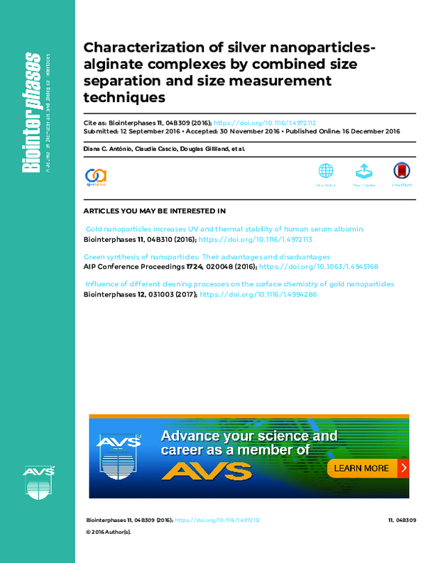 (PDF) Characterization of silver nanoparticles-alginate complexes by ...