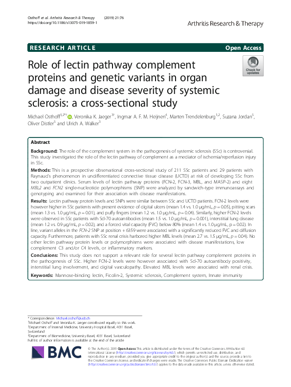 (PDF) Role of lectin pathway complement proteins and genetic variants ...