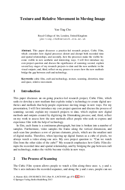 (PDF) Texture and Relative Movement in Moving Image
