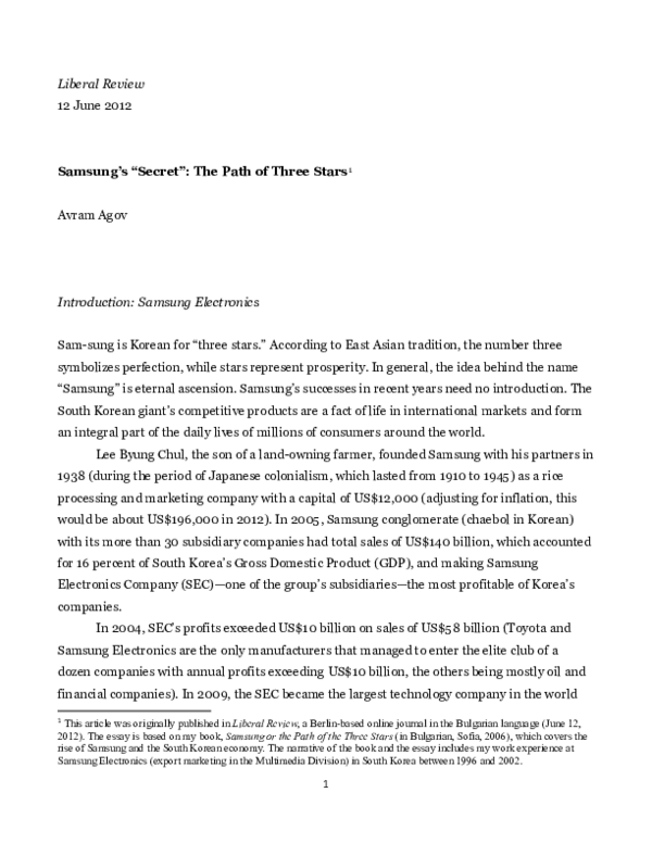 (PDF) Samsung's "Secret": The Path of Three Stars | Avram Agov ...