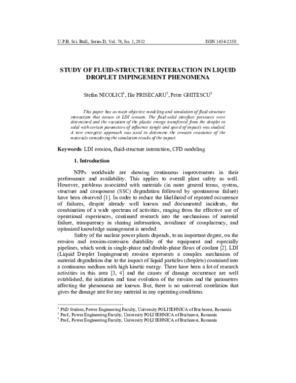 (PDF) Study of Fluid-Structure Interaction in Liquid Droplet Impingement Phenomena