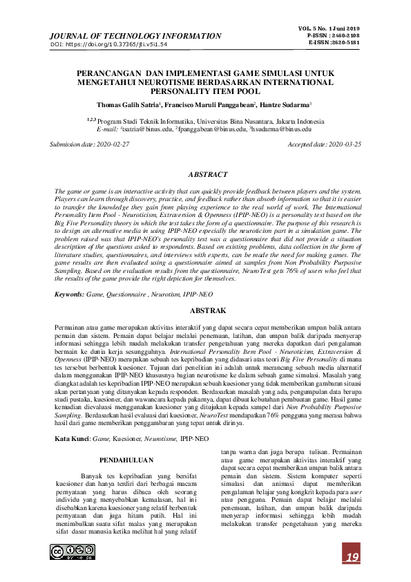 (PDF) Perancangan Dan Implementasi Game Simulasi Untuk Mengetahui ...