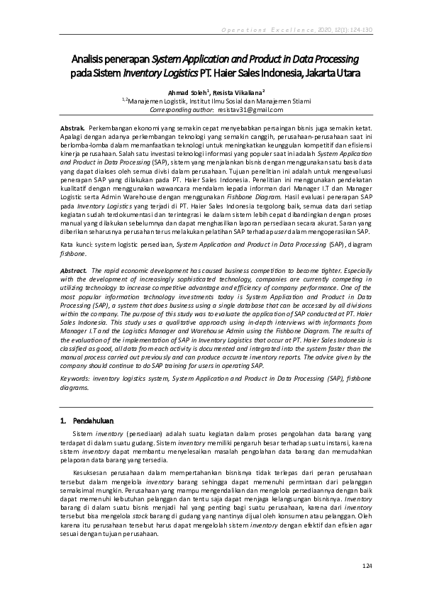 (PDF) Analisis penerapan system application and product in data processing (SAP) pada sistem ...