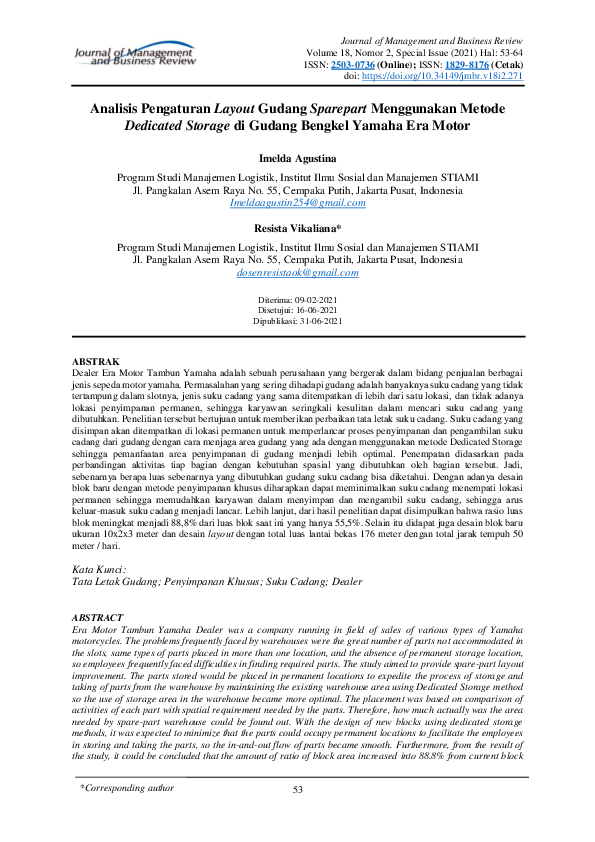 (PDF) Analisis Pengaturan Layout Gudang Sparepart Menggunakan Metode ...