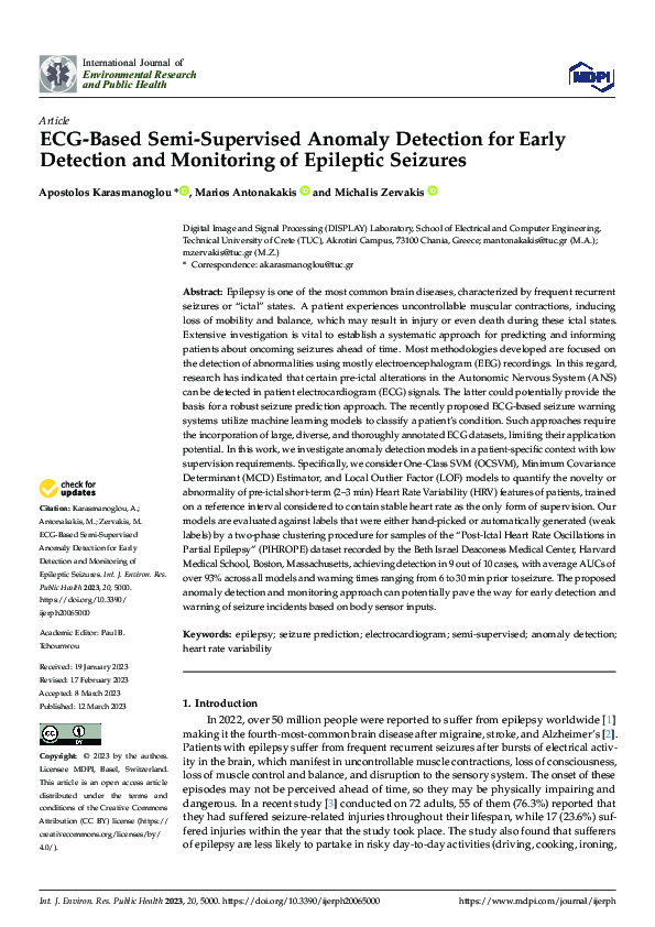 Pdf Ecg Based Semi Supervised Anomaly Detection For Early Detection