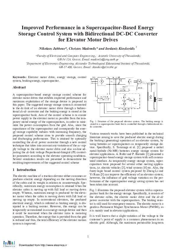(PDF) Improved Performance in a Supercapacitor-Based Energy Storage Control System with ...