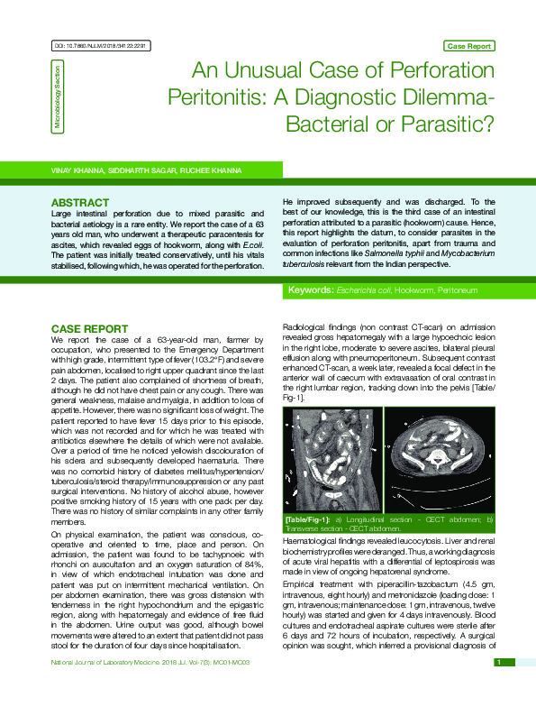 An Unusual Case of Perforation Peritonitis: A Diagnostic ...