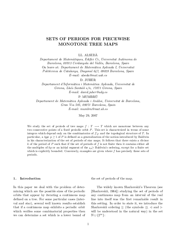 (PDF) Sets of Periods for Piecewise Monotone Tree Maps