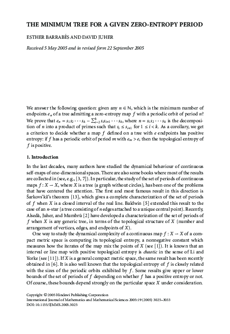(PDF) The minimum tree for a given zero-entropy period