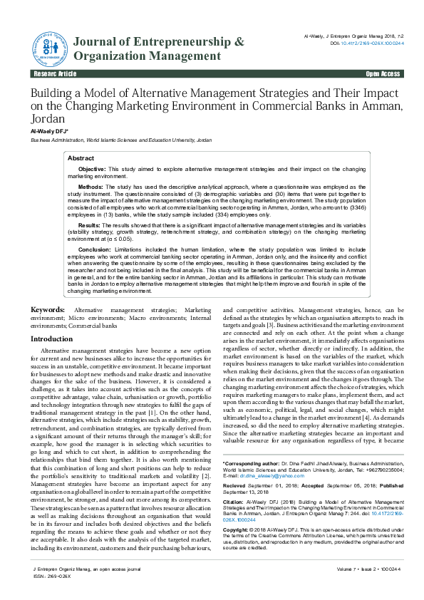 (PDF) Building a Model of Alternative Management Strategies and their ...