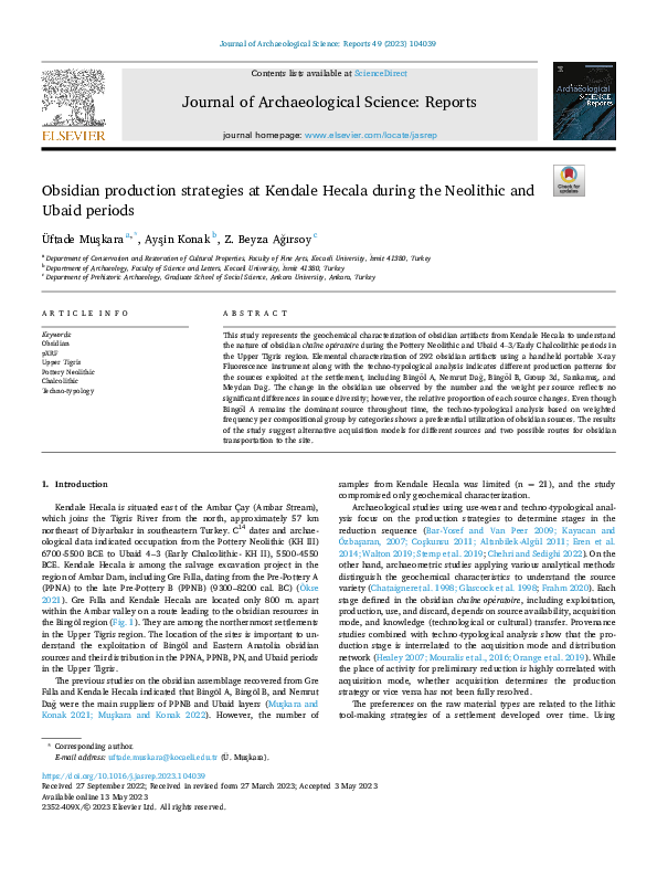 (PDF) Obsidian production strategies at Kendale Hecala during the ...