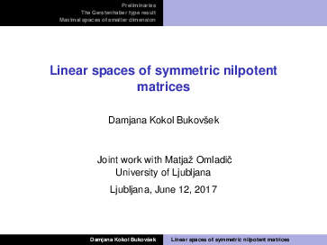 (PDF) Linear spaces of symmetric nilpotent matrices