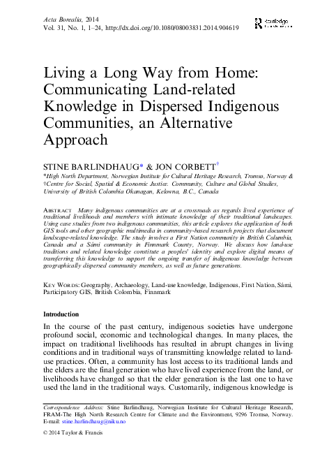 (PDF) Living a Long Way from Home: Communicating Land-related Knowledge ...