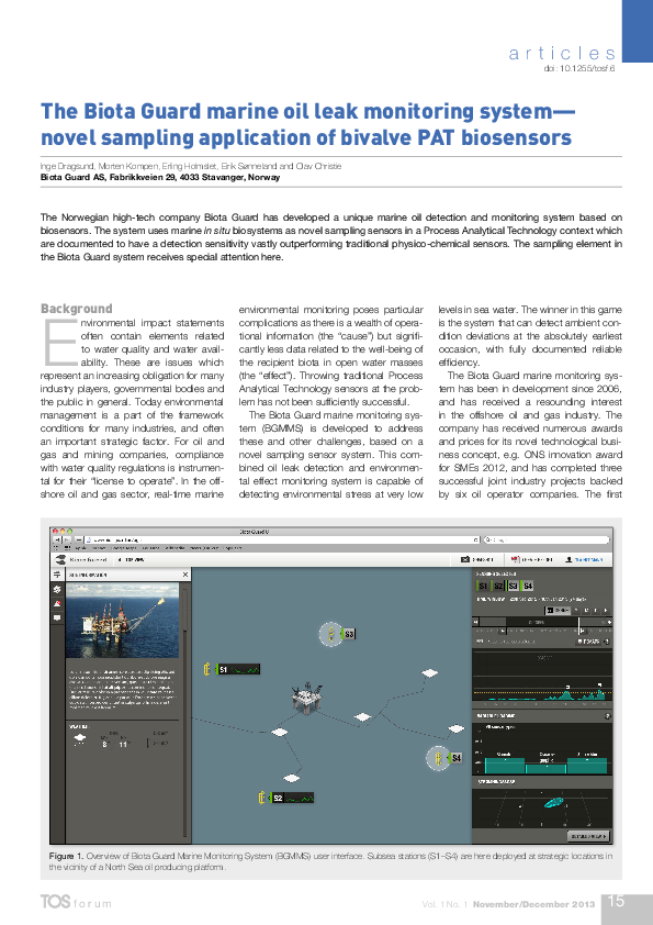 (PDF) The Biota Guard marine oil leak monitoring system— novel sampling ...
