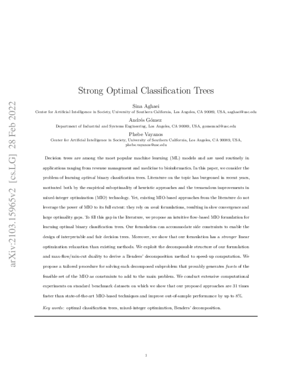 (PDF) Strong Optimal Classification Trees