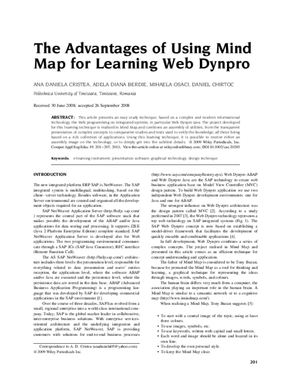 (PDF) Mind Mapping as an Effective Learning Tool for Web Dynpro